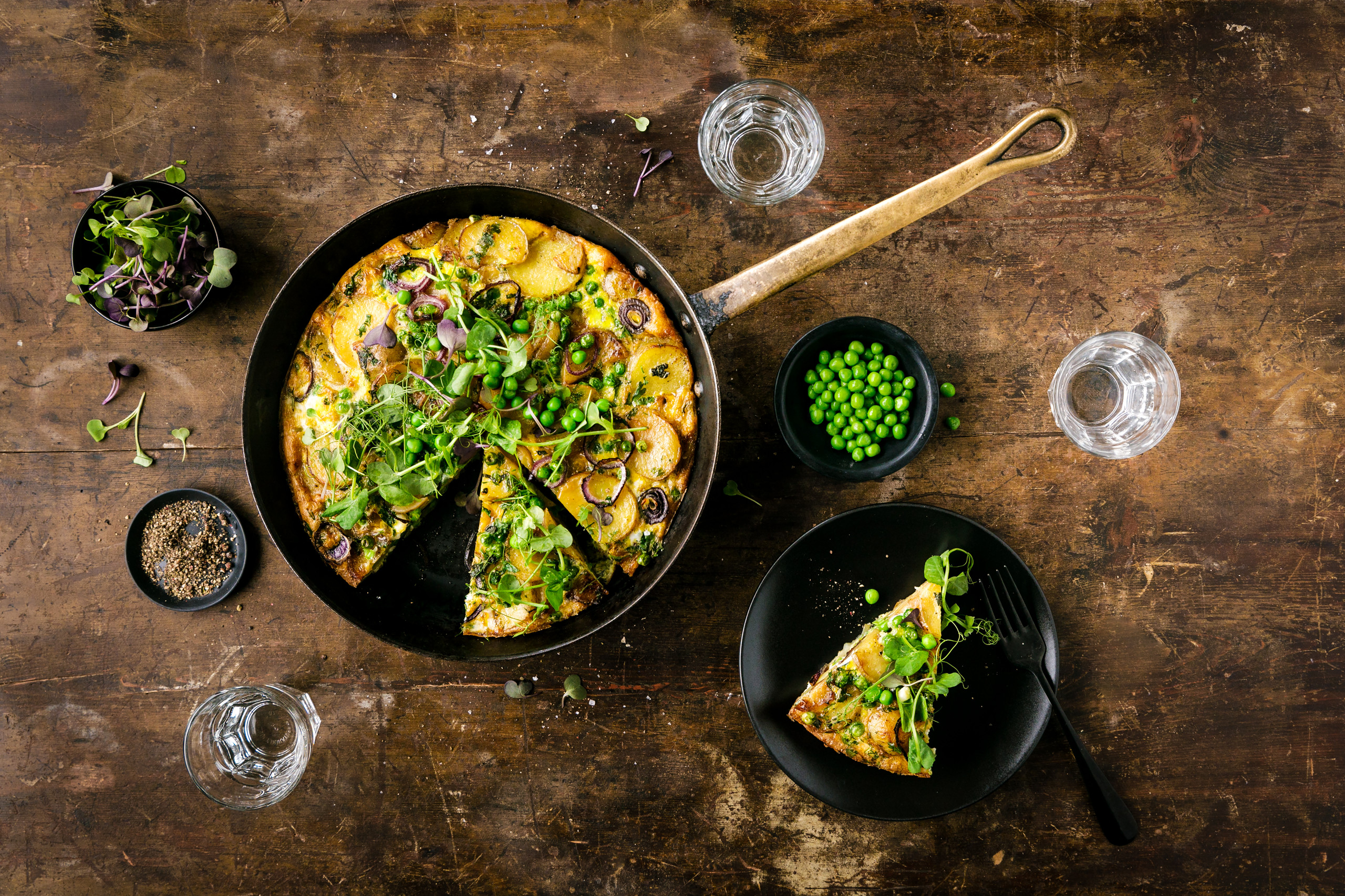 Tortilla mit Kräutern und Erbsen - Snack - Rezepte - Kartoffel